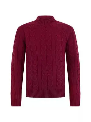 SLOWEAR Cable-knit Mock-neck Sweater - Red