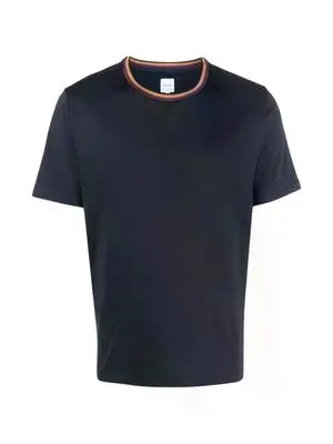 Paul Smith Navy 'artist Stripe' Collar Cotton T-shirt - Blue