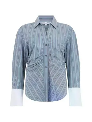Veronica Beard Striped Ruched Shirt - Blue