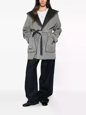 ERMANNO FIRENZE Embroidered Belted Oversized Coat