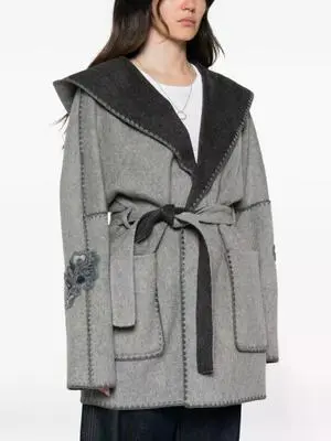 ERMANNO FIRENZE Embroidered Belted Oversized Coat