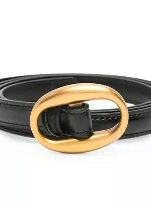 ELEH Oval-buckle Leather Belt - Black