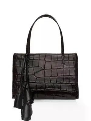 Magda Butrym Barbara Croc-effect Floral-pendant Tote Bag - Brown