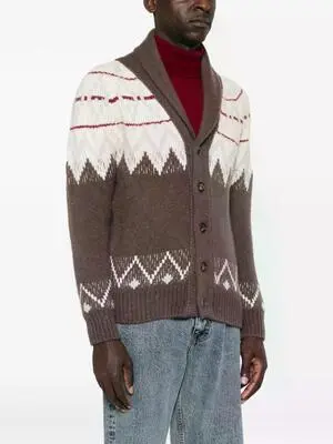 Eleventy Fair Isle Shawl-collar Cardigan