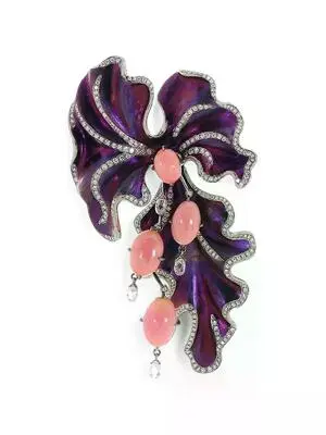 SABOO FINE JEWELS Conch-pearl And Diamond Floral Brooch - Silver
