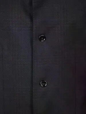LARDINI Check-pattern Mandarin-collar Jacket - Blue