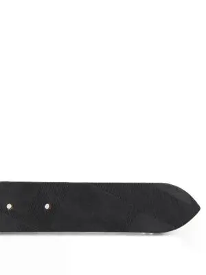 Barbour Irvine Tartan-embossed Leather Belt - Black
