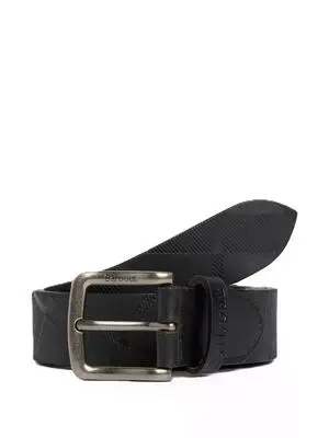 Barbour Irvine Tartan-embossed Leather Belt - Black