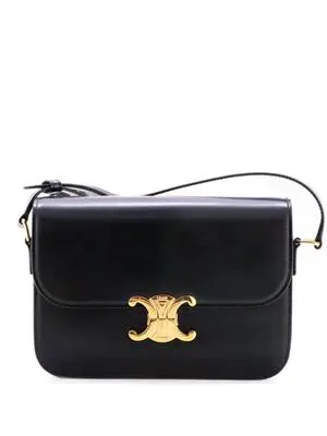 Celine Triomphe Shoulder Bag Smooth Calfskin Medium Crossbody Bag - Black