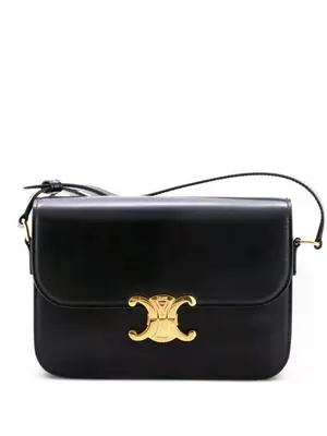 Celine Triomphe Shoulder Bag Smooth Calfskin Medium Crossbody Bag - Black