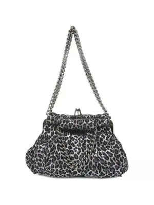 CHRISTIAN LOUBOUTIN 2010-2026 Canvas Leopard Print High Heels Shoulder Bag - Grey