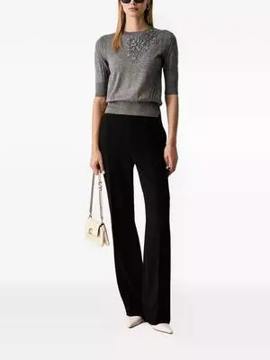 Ermanno Scervino Lace-appliqué Pointelle-knit Sweater