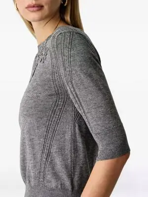 Ermanno Scervino Lace-appliqué Pointelle-knit Sweater