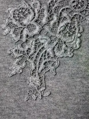 Ermanno Scervino Lace-appliqué Pointelle-knit Sweater