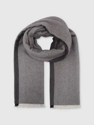 REISS Hallie Herringbone Scarf With Wool