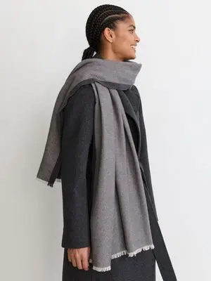 REISS Hallie Herringbone Scarf With Wool