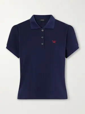 WILLY CHAVARRIA Chavela Logo-embroidered Cotton-piqué Polo Shirt - Blue