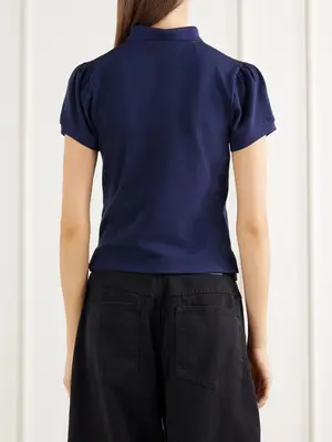 WILLY CHAVARRIA Chavela Logo-embroidered Cotton-piqué Polo Shirt - Blue