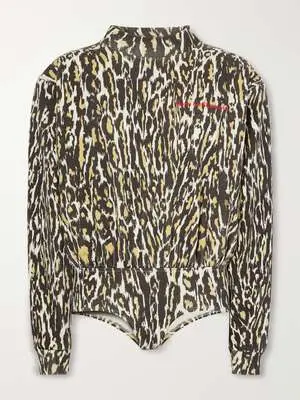WILLY CHAVARRIA Cheetah Logo-embroidered Print Cotton-jersey Bodysuit - Leopard Print