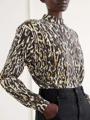 WILLY CHAVARRIA Cheetah Logo-embroidered Print Cotton-jersey Bodysuit