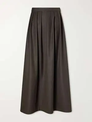 Giuliva Heritage Pleated Prince Of Wales Wool Maxi Skirt - Gray