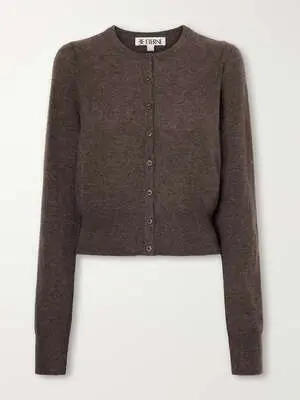 Eterne Reese Cropped Cashmere Cardigan - Brown
