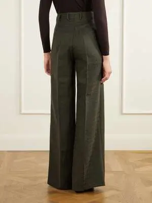 Giuliva Heritage The Jasmine Pleated Virgin Wool-blend Bouclé Wide-leg Pants
