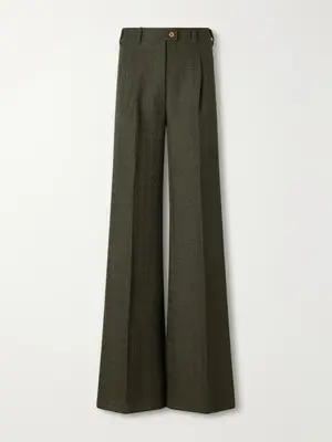 GIULIVA HERITAGE The Jasmine Pleated Virgin Wool-blend Bouclé Wide-leg Pants