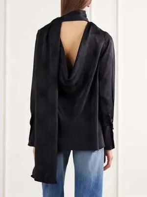 RÙADH The Luss Tie-detailed Checked Satin Blouse