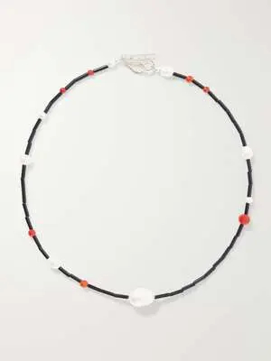 SOPHIE BUHAI Celestial Sterling Pearl, Carnelian And Onyx Beaded Necklace - Silver