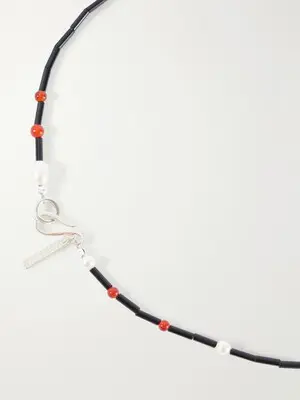 SOPHIE BUHAI Celestial Sterling Pearl, Carnelian And Onyx Beaded Necklace