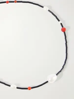 SOPHIE BUHAI Celestial Sterling Pearl, Carnelian And Onyx Beaded Necklace