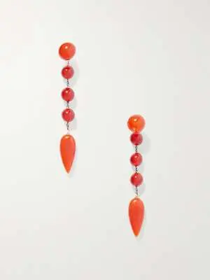 SOPHIE BUHAI Phoenician Small Sterling Silver And Carnelian Beaded Earrings - Red