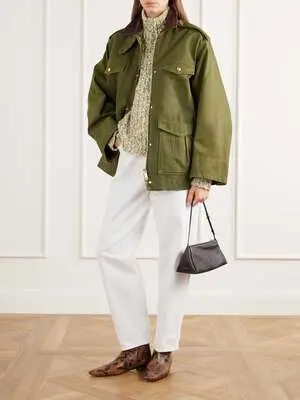 RÙADH The Ettienne Leather-trimmed Duck Cotton-canvas Coat