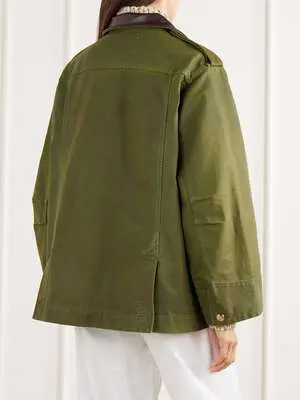 RÙADH The Ettienne Leather-trimmed Duck Cotton-canvas Coat