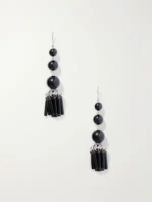 SOPHIE BUHAI Triplet Flamenco Tiered Sterling Silver And Onyx Beaded Earrings - Black