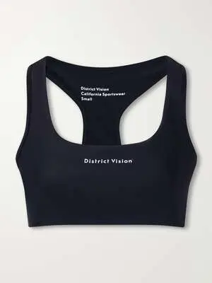 DISTRICT VISION Logo-appliquéd Jersey Support Sports Bra - Black