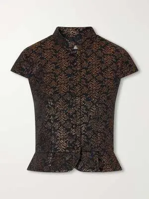 DESTREE Amoako Peplum Floral-jacquard Brocade Blouse - Multi