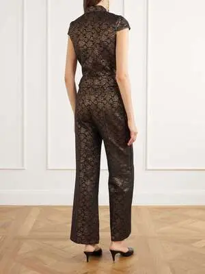 DESTREE Amoako Peplum Floral-jacquard Brocade Blouse