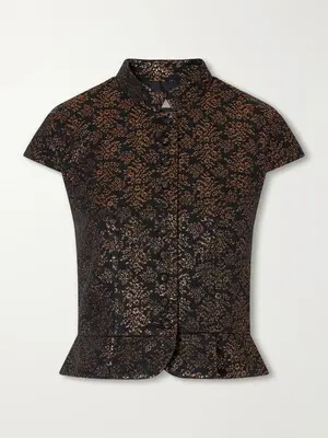 DESTREE Amoako Peplum Floral-jacquard Brocade Blouse - Multi