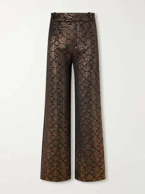 DESTREE Yoshitomo Pintucked Brocade Straight-leg Pants - Multi