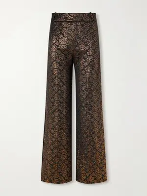 DESTREE Yoshitomo Pintucked Brocade Straight-leg Pants - Multi