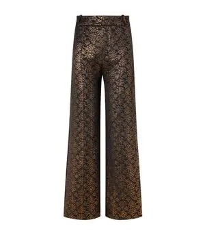 DESTREE Yoshitomo Pintucked Brocade Straight-leg Pants - Multi