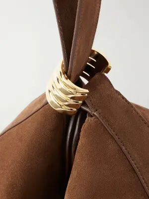 AMANU The Zambia Stacked Ring Suede Top-handle Bag - Brown