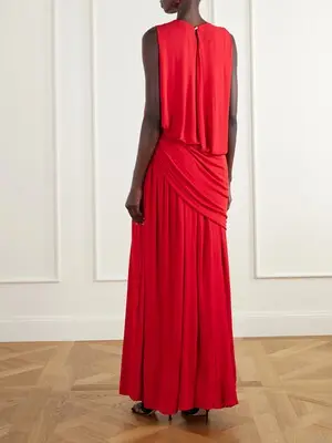 ABADIA Mila Draped Gathered Stretch-jersey Gown