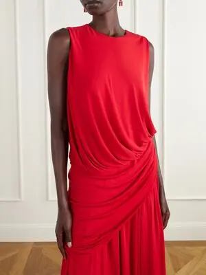 ABADIA Mila Draped Gathered Stretch-jersey Gown