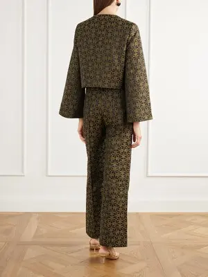 DESTREE Ruby Cropped Floral-jacquard Cotton-blend Twill Jacket