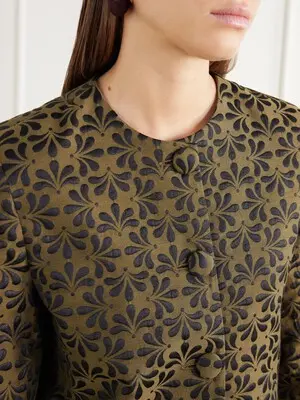 DESTREE Ruby Cropped Floral-jacquard Cotton-blend Twill Jacket