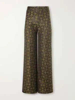 DESTREE Yoshitomo Pintucked Floral-jacquard Wide-leg Pants - Multi