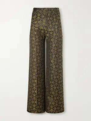 DESTREE Yoshitomo Pintucked Floral-jacquard Wide-leg Pants - Multi